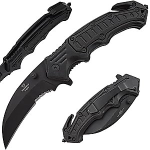 Snake Eye Tactical Assisted Karambit Style EDC Opening Metal Folding Hunting Camping Survival Knife (BK)