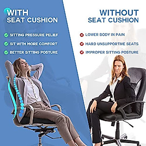 Stuffed Seat Cushion for Office Chair, Desk Chair Cushion for Long Sitting, Ergonomic Butt Cushion for Desk Chair, Gel Office Chair Seat Cushion, Memory Foam Butt Support for Chair