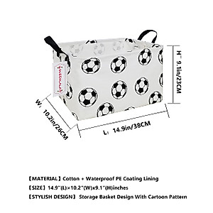 QUEENLALA Rectangular Laundry Hamper/Foldable Nursery Laundry Basket for Organizing/Storage Bin Baskets/Children Toy Office Bedroom/Toy Bin Closet Shelf Baskets（Rec-Football）