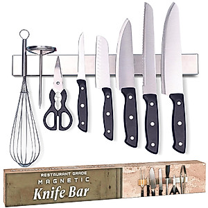 ﻿﻿Island Genius 16 Inch Stainless Steel Magnetic Knife Holder Bar Strip for Wall - Kitchen Knife, Utensil and Tool Storage Organizer Magnet