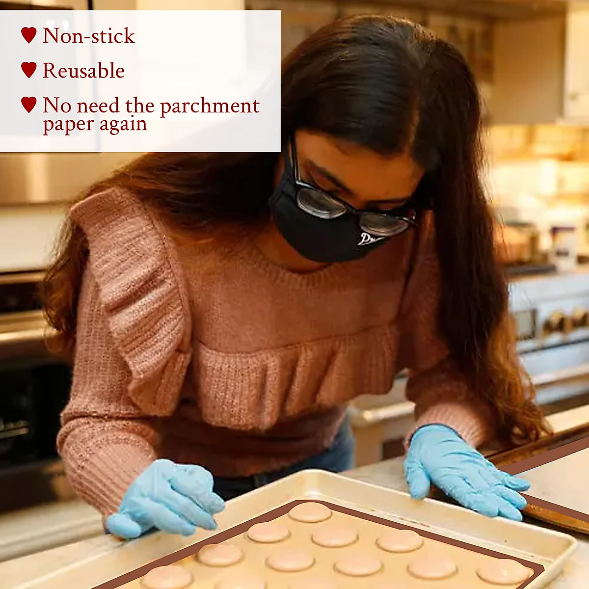 Silicone Baking Mat, Non Stick Cookie Sheet Reusable Silicone Mats for Baking