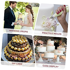 Hoement 3pcs Wedding Cake Stands Wedding Ceremony Decorations DIY Crafts Round Cake Stand Wedding Decor Rotating Cake Stand Rotary Tool Cake Dummies 15c White Foam Window Wedding Supplies