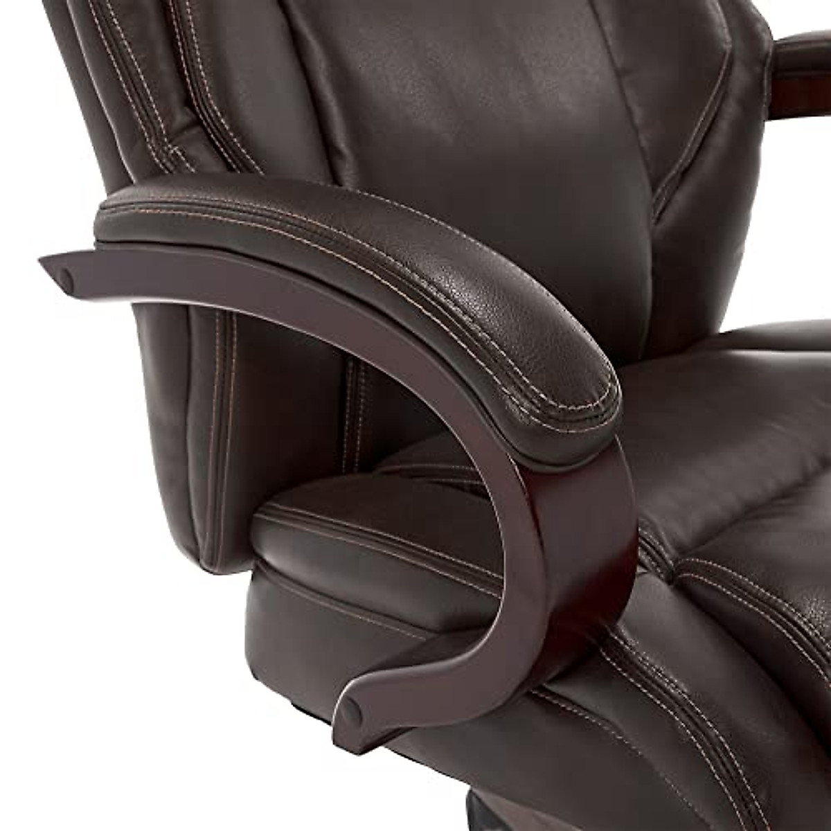 La-Z-Boy Bellamy Bonded Leather Executive Office Chair with Memory Foam Cushions, Brown