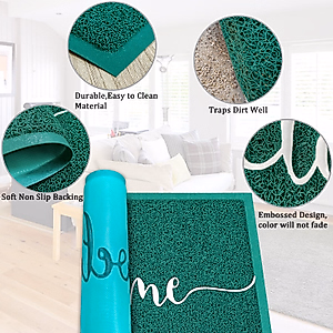 AAZZKANG Green Door Mat Outdoor Welcome Mat with Non Slip Rubber Backing Easy to Clean Entry Doormat for Indoor High Traffic Areas Front Door