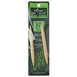 Clover Takumi Bamboo Circular 16-Inch Knitting Needles, Size 11