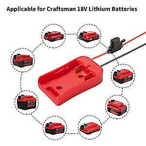 Power Wheel Adapter for V20 Craftsman 20V Battery with Fuse & Wire terminals, Power Connector for Rc Car, 14 Gauge Robotics, Rc Truck,DIY use, Work for MAX CMCB204 CMCB202 CMCB201 CMCS500B Battery