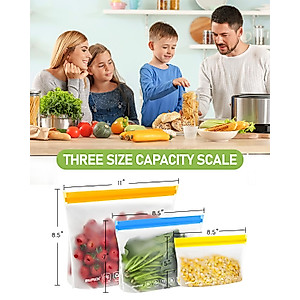 Reusable Storage Bags, 20Pack BPA Free PEVA Reusable Freezer Bags,Reusable Gallon Bags, Reusable Sandwich Bags, Silicone Food Bags for Women, Men (20Pack-8 Large +6 Sandwich +6 Snack)