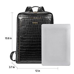 CLUCI Leather Laptop Backpack for Women 15.6 inch Computer Bag Large Travel Vintage College Daypack Business Bags Off-white With Brown