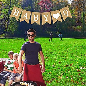 Rainlemon Jute Burlap Baby Q Banner BBQ Theme Baby Shower Gender Reveal Birthday Party Garland Decoration