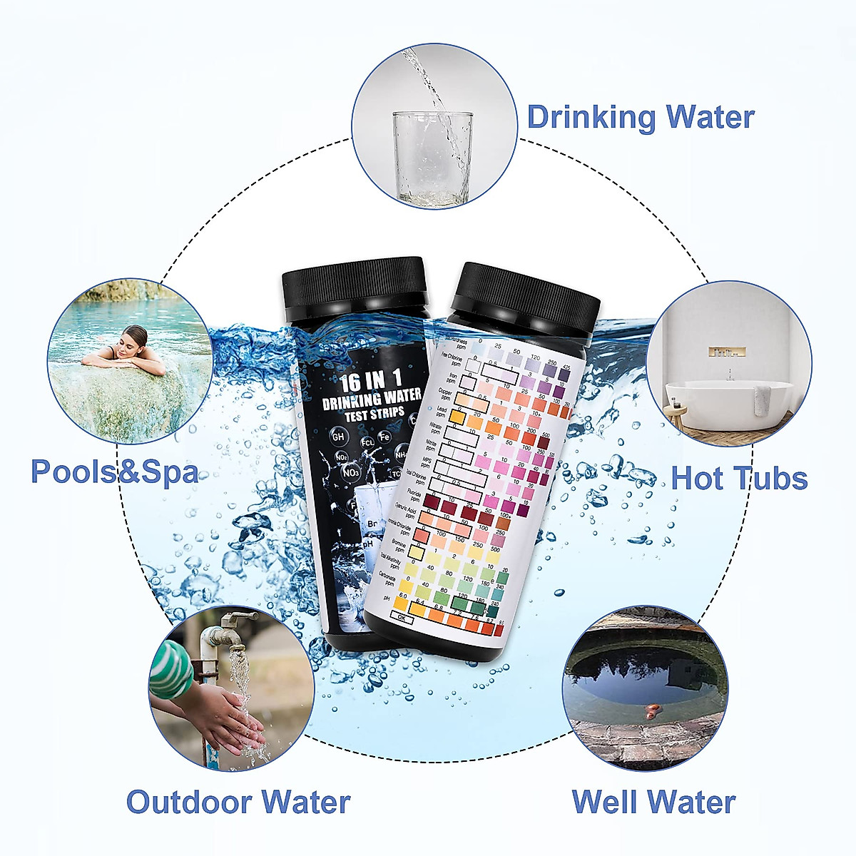 16 in 1 Tap Water Testing Kits for Drinking Water, 100ct Well Drinking ...