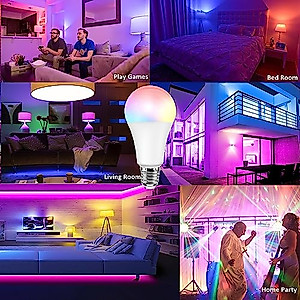 YKNAWOIR RGB Color Changing Light Bulb with Remote Control, RGBW LED Light Bulb A19 E27 White 5W 450LM 12 Color Choices Multicolor Dimmable Flood Light Bulb for Party Bedroom Home