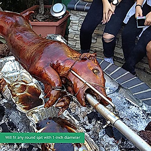 TITAN GREAT OUTDOORS Pair Dual Prong Rotisserie Forks for 1" Round Spit Rod Shoulder, Stainless Steel Fork Set