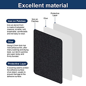 Phinus Iron-On Patches for Clothing, Each Pack 30PCS Denim Patches for Jeans Kit 3 x 4.25 Inch, Iron-On Patches Can Be Used to Repair Jeans and Garments, and Can Also Be Used to Decorate