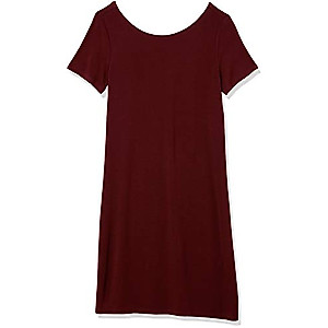 Amazon Essentials Women's Jersey Regular-Fit Ballet-Back t-Shirt Dress (Previously Daily Ritual), Dark Red, X-Large