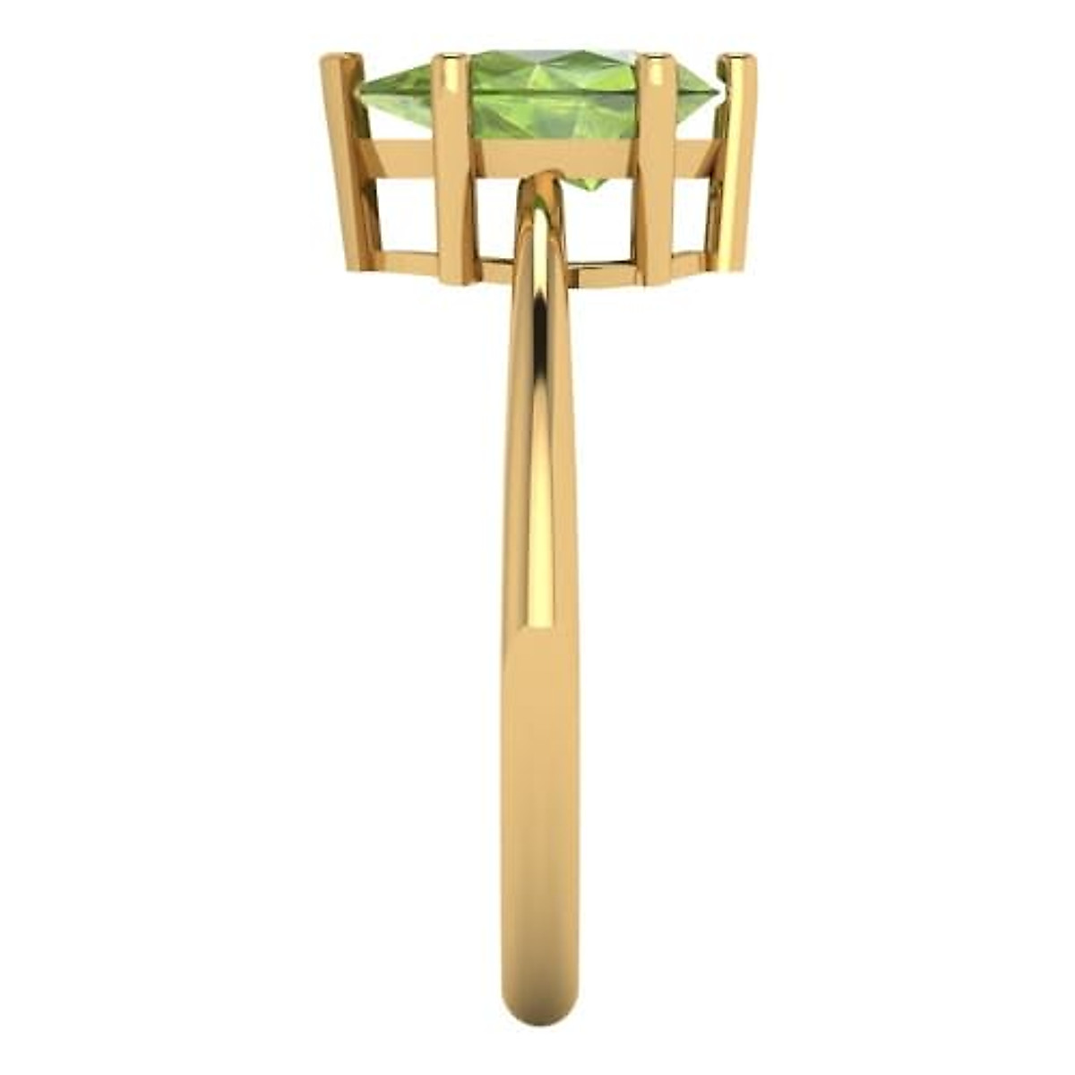 Clara Pucci 2.0 ct Pear Cut Solitaire Genuine Natural Green Peridot Engagement Wedding Bridal Promise Anniversary Ring 14k Yellow Gold