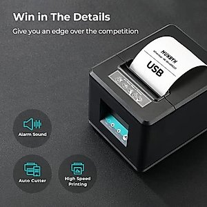 MUNBYN 80mm USB Receipt Printer, POS Printer with Auto Cutter ESC/POS Command Support Windows（Only USB Interface）