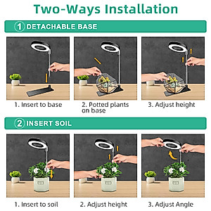 Wiaxulay Grow Lights for Indoor Plants, 48 LED Full Spectrum Plant Light for Indoor Plants, Height Adjustable Plant Grow Light with Base, 10 Brightness, 3/9/12Hrs Timer, Ideal for Small Plants,2 Packs