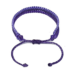 Origin Siam Handmade Thai Woven Triple Stack Bracelet | Wax Cotton Cord String Wristband Set | Adjustable Unisex Boho Friendship Band | Bracelets for Woman, Women, Man and Men (Purple Violet Lilac)
