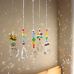Rainbow Crystal Suncatcher Window Hanging, Rainbow Decor for Window Home Garden Car, Pack of 5