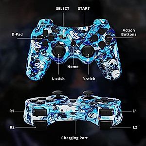 Boowen Wireless Controller for PS3, Controller for Sony PlayStation 3, 6-Axis High-Performance Motion Sense Dual Vibration Upgraded Gaming Controller, Compatible with PlayStation 3