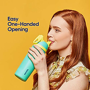 Owala Flip Insulated Stainless Steel Water Bottle with Straw and Locking Lid for Sports and Travel, BPA-Free, 32-Ounce, Very, Very Dark