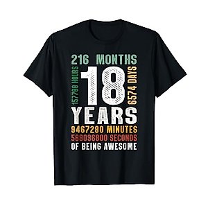 18 Year Old 18th Birthday Gift Boys Girls Official Teenager T-Shirt