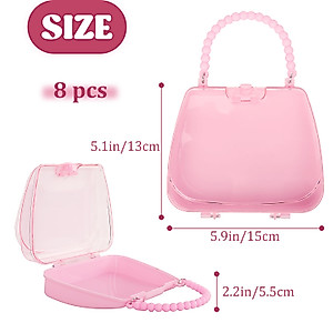 Plastic Storage Containers,8 Pack Pink Clear Handbags - Beads, Jewelry, Crafts Organizer - Small Plastic Storage Box, Beads Storage Containers, Clear Plastic Box for Small Items (Pink Handbags)