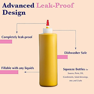 6-Pack Condiment Squeeze Bottles for Sauces - Includes Funnel, Erasable Marker & Reusable Labels, Perfect for Salad Dressings, Liquids, and Ketchup, Durable Plastic 4 oz Bottles