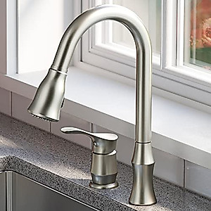 Karran Hillwood Single-Handle Two-Hole Pull-Down Sprayer Kitchen Faucet in Stainless Steel
