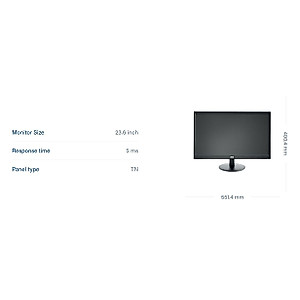 AOC e970swn 18.5-Inch LED-Lit Monitor, 1366 x768 Resolution, 5ms, 20M:1 DCR, VGA, VESA