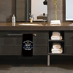 Boat Gifts,What Happens On The Boat Stays On The Boat Kitchen Towels Dish Towels,Nautical Anchor Anchor Decorative Hand Towels,Gifts for Boat Owners,Sailor Gifts