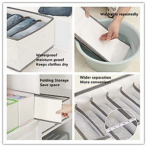Nucucina Wardrobe Clothes Organizer, 7 Grids Foldable Visible Closet Organizer, Mesh Clothes Drawer Storage Box for Underwear, Socks, Scarves, Leggings, Skirts, T-shirts, Jeans (Gray*2pcs)