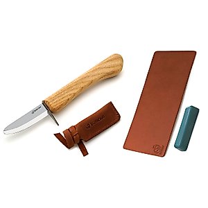 BeaverCraft Whittling Knife for Beginners C1 Kid Stropping Leather Strop Kit for Sharpening Knife Strop LS2P1