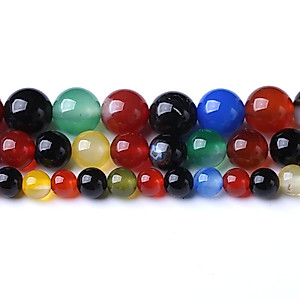 36PCS 10MM Natural Colorful Agate Stone Beads Energy Healing Beads for DIY Jewelry Bracelet Necklace Making for Jewelry Making15Inch