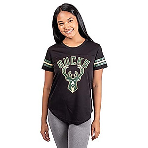 Ultra Game NBA Milwaukee Bucks Womens Soft Mesh Jersey Tee Shirt, Black, Large