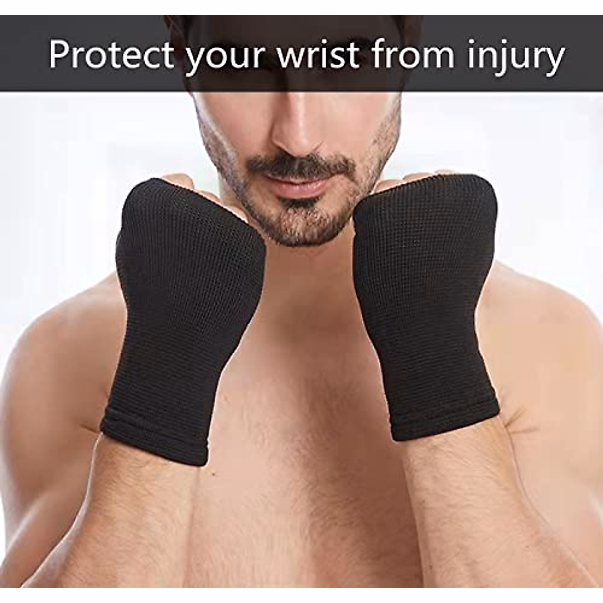JUSDIQIR Palm Brace Wrist Support Sleeves (1 Pair), Everyday Use Wrist Brace, Compression Carpal Tunnel for Wrist Pain Relief, Fitness Gloves, Sports Glove, Wrist Brace for Men and Women (M, Black)