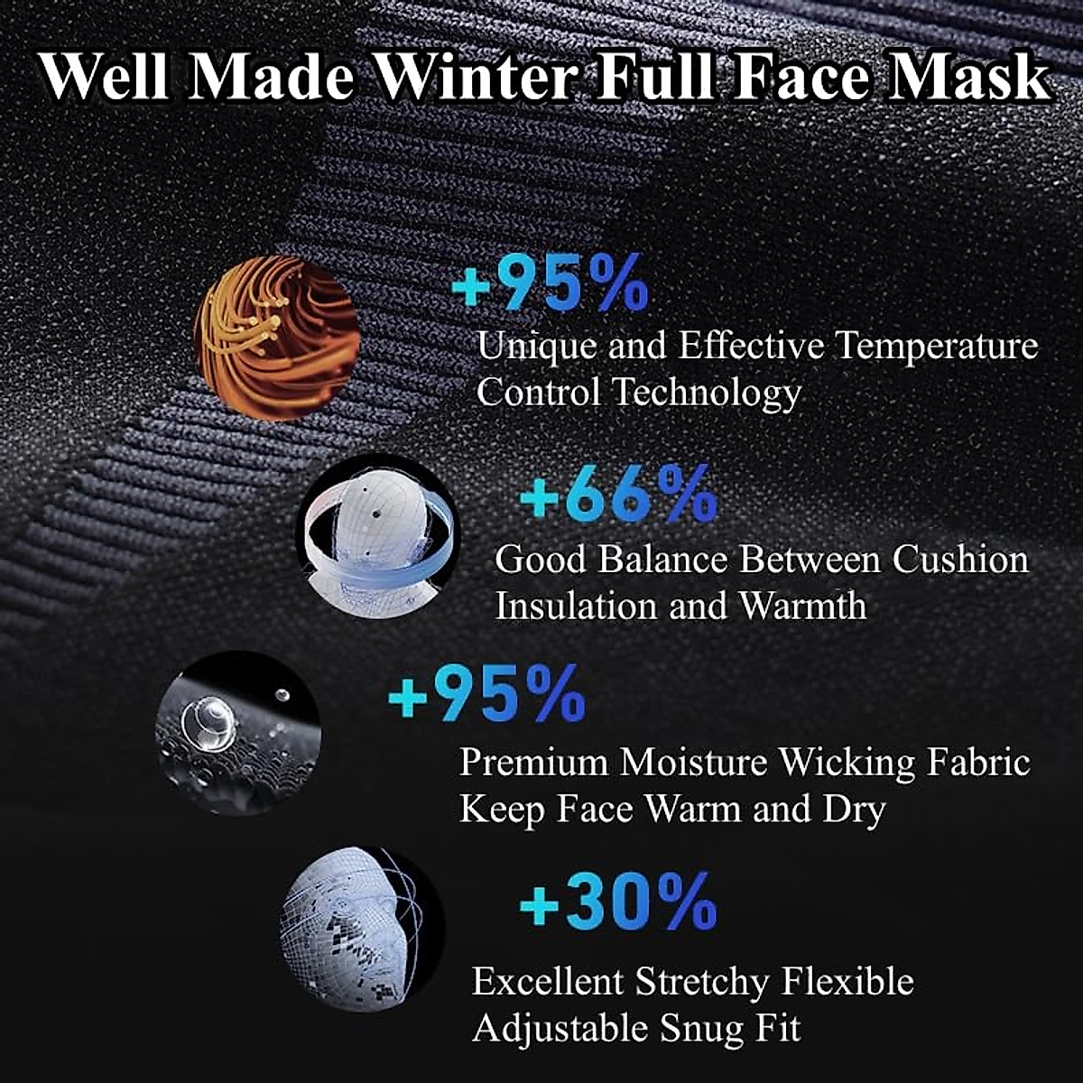 Balaclava Face Mask for Men Women Black Full Head Cover Mask Under Helmet for Motorcycle Riding Skiing Balaclava Masks for Cold Weather Skiing Winter Ski Mask