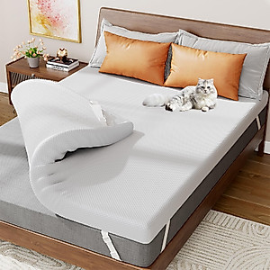 3 Inch Gel Memory Foam Mattress Topper Queen, Cooling Mattress Topper, Body Support & Pressure Relief, with Removable Soft Cover, CertiPUR-US Certified