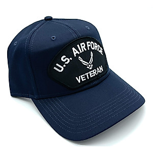 Infinite Hats US Air Force Veteran Silver Patch Adjustable Baseball Cap (Navy)