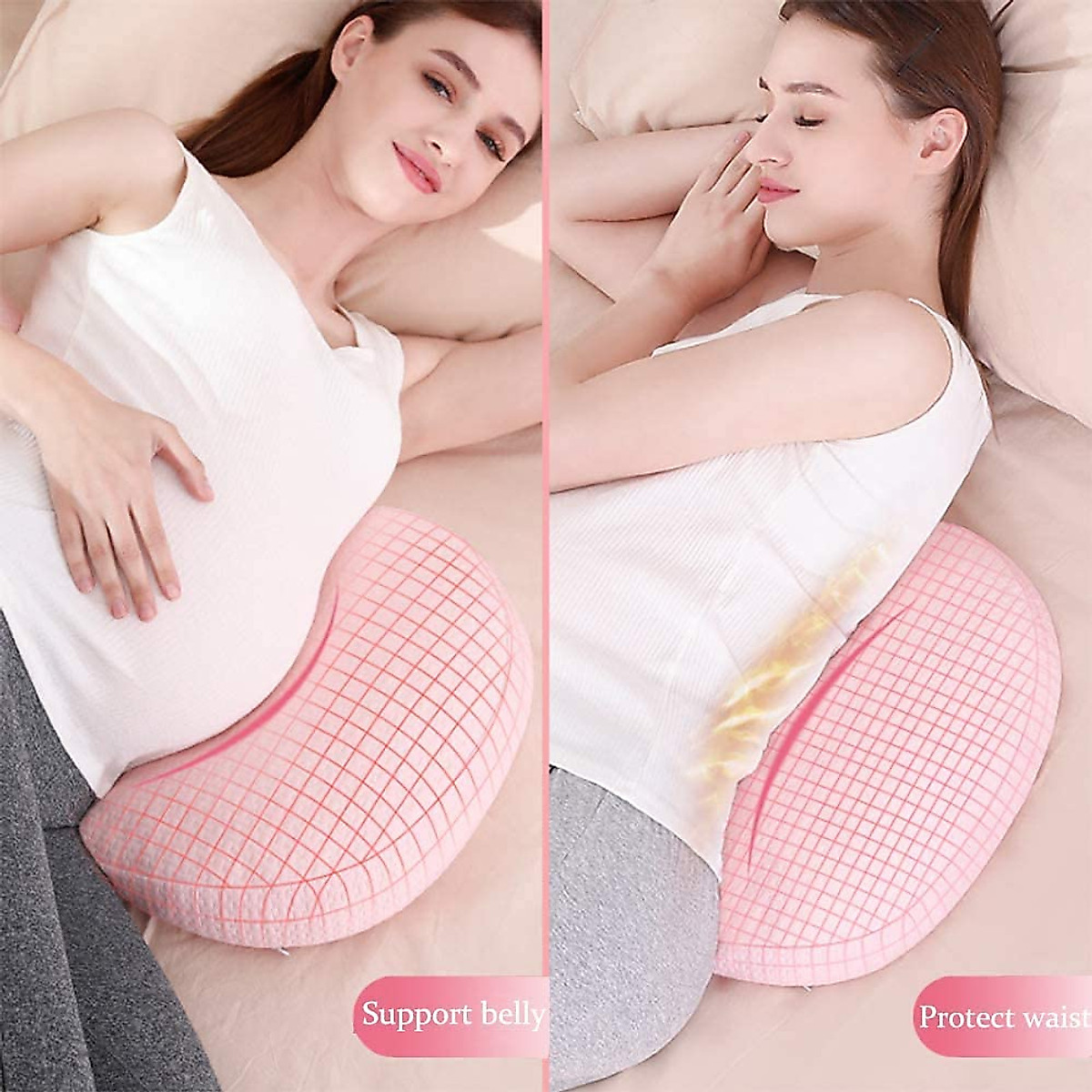 Pregnancy Pillow for Side Sleeper, Double Wedge Pillow for Maternity, Side Sleeping Pillow for Body, Belly, Waist, Back Support (Pink)