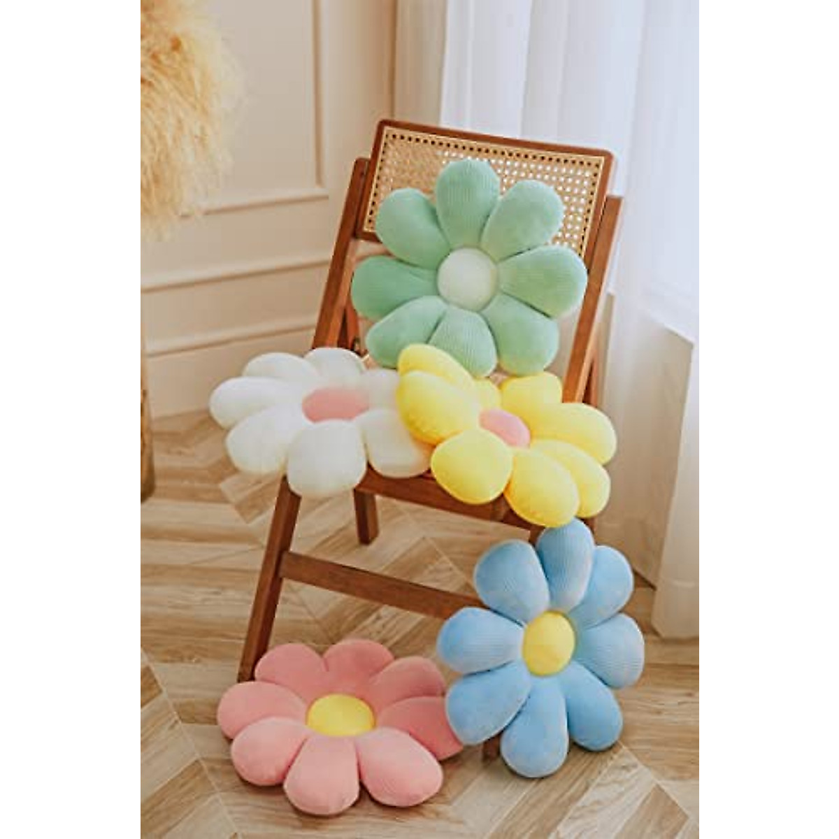 Solaka Flower-Shaped Stretch Plush Throw Pillow Cushions for Sofa Office Sedentary Leisure and Comfortable Cushion Green, 15.75inch