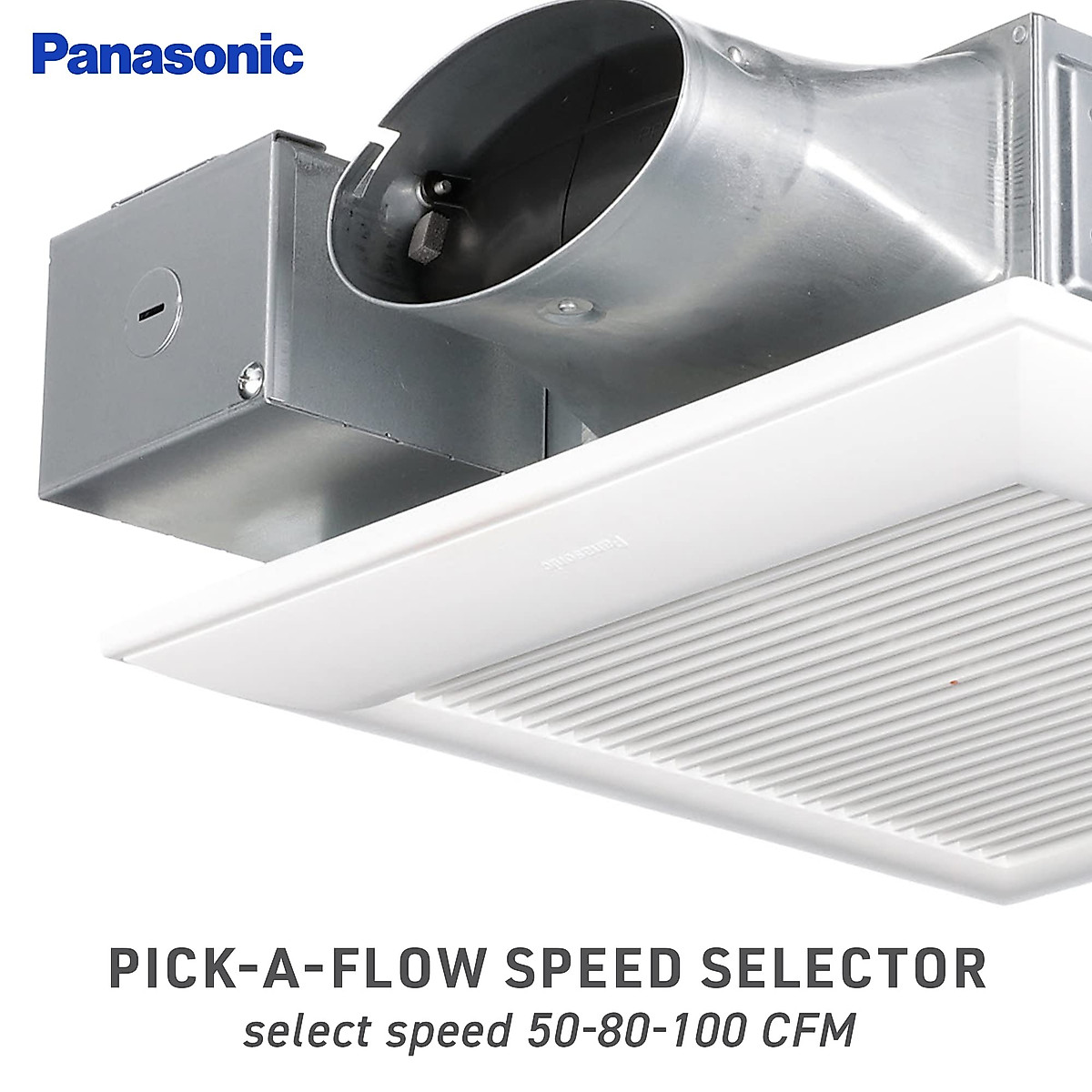 Panasonic FV-0510VSC1 WhisperValue DC Ventilation Fan with Condensation Sensor for Humidity Control - 50-80-100 CFM - Bathroom Wall Fan