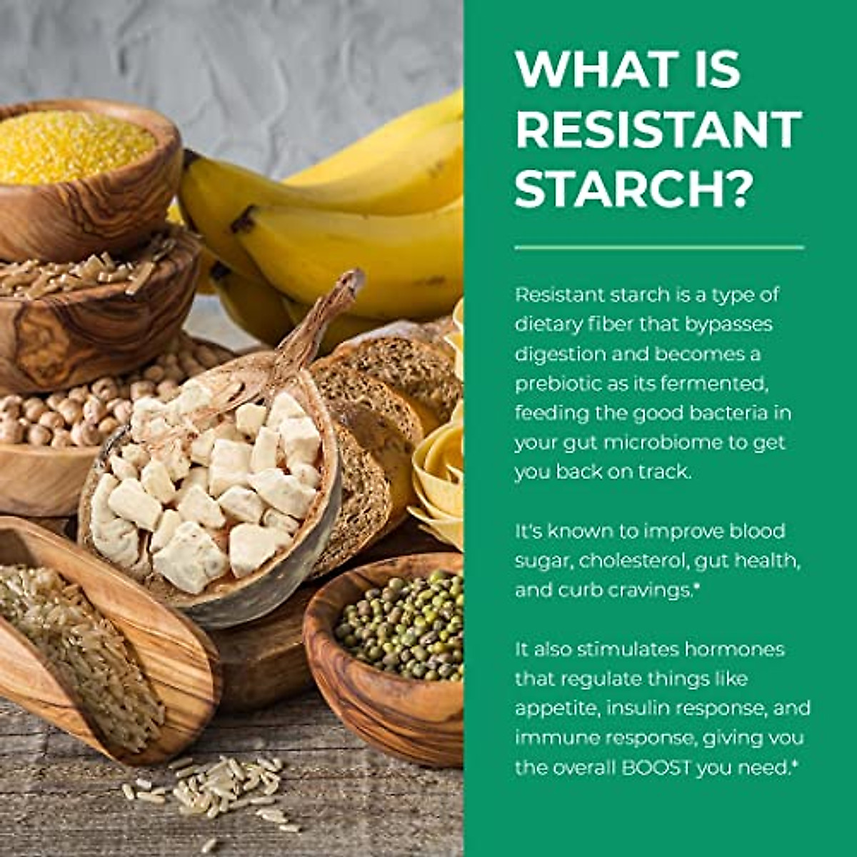 Boost Biome Fiber Supplement Organic Super Greens Powder – Supports Bloating Relief, Gut Health, Leaky Gut with Resistant Starch Powder - Green Banana Flour, Oat, Black Bean (30 Days, Vanilla)