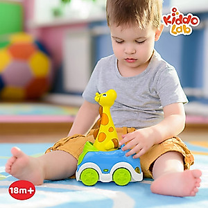 KiddoLab Catch Me Ring Toss Giraffe - Musical Moving Animal Toy with 3 Rings, Children's Songs, Flashing Lights, 2 Play Modes - Tossing Game Activity for Young Kids, Toddlers Ages 18 Months Old & Up