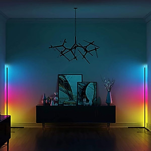 Harmony - Smart LED Lamp with Alexa and Google Home Compatibility - RGB Floor Lamp with 200 Dynamic Presets, with Timer, Memory, Dimmer - Black Iron, 55” Tall