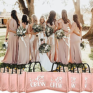 CUTERUI GIFTED 8pcs Rose Gold Gift Bags Set,I Do Crew Non-Woven Gift Bags for Bridesmaid Gifts,Bridal Party Gifts,Bachelorette Favors,Wedding Party Gifts(Rose Gold)