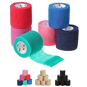Mr. Pen- Self Adhesive Bandage Wrap, Assorted Colors, 2" x 5 Yards, 6 Pack, Elastic, Self Stick, Stretch, Self Adherent, Medical Bandage Wrap