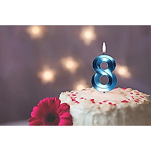 2.76 inch Blue 8 Birthday Candles,3D Number 8th Cake Topper for Birthday Decorations No 18 81 82 83 84 85 86 87 88 89