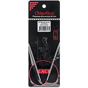 CHIAOGOO Circular Knitting Needle, 2.5/3mm, Silver, Red