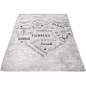 Personalized Name Blankets for Baby, kids and adults, Mom, Grandma. Custom Name Blanket from Your Names. Close to Heart Customized Throw. Gift for Mothers day, Christmas (Rose White, Fleece 50" x 60")